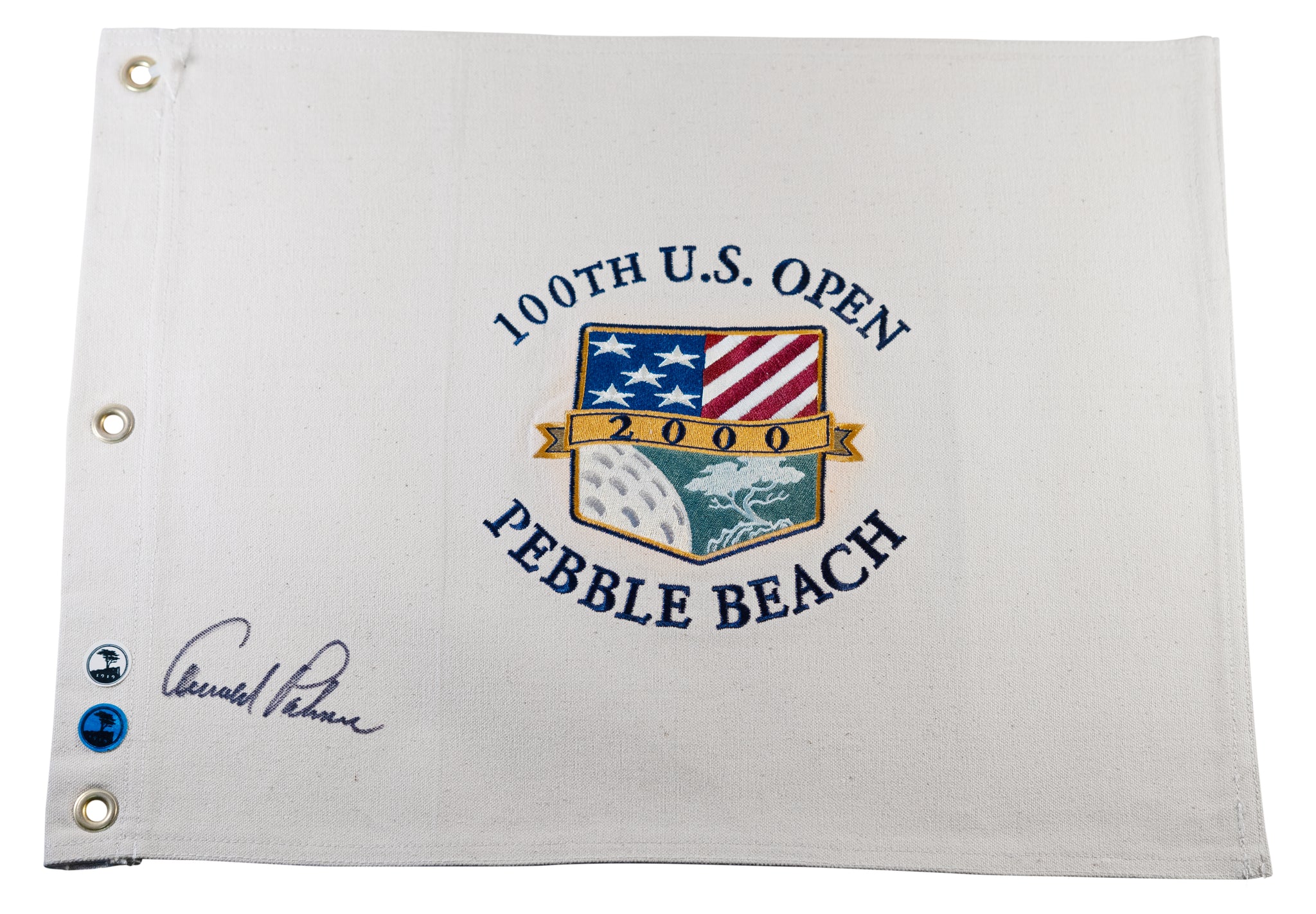Arnold Palmer Signed 2000 US Open Canvas Pin Flag – Patron Gear
