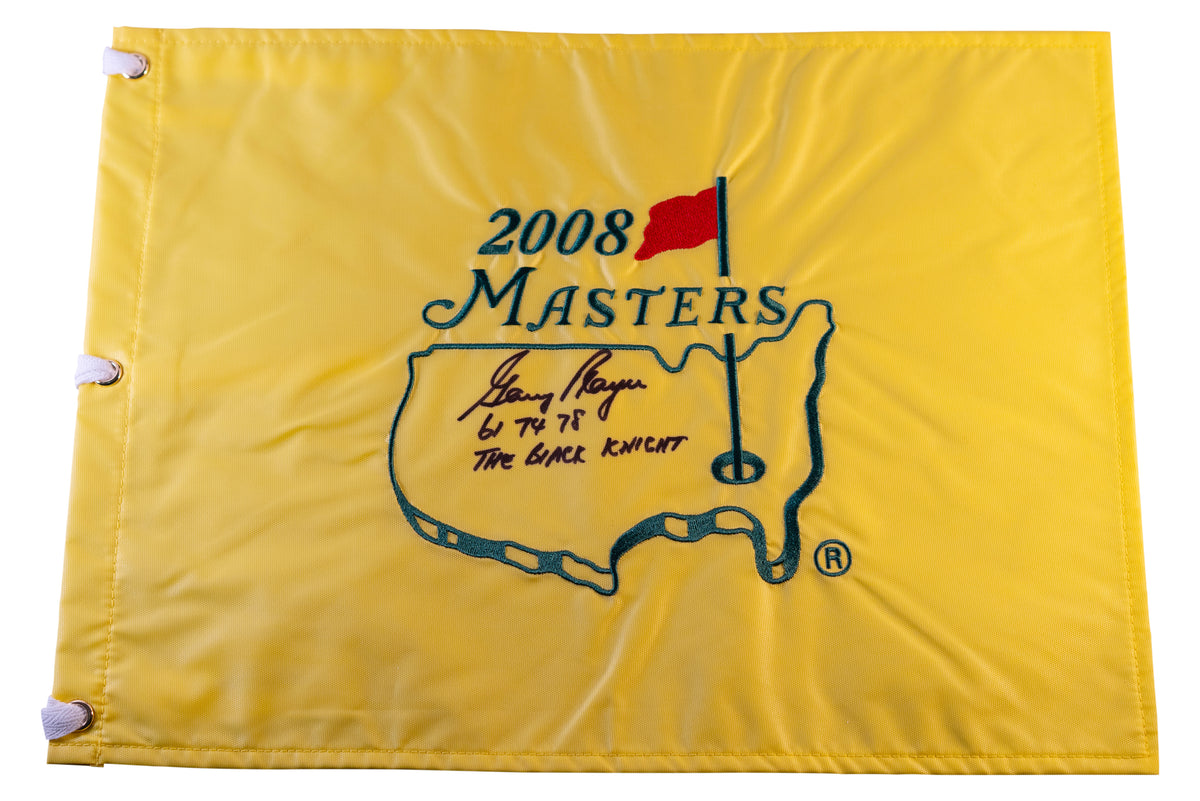 Gary Player Signed 2008 Masters Pin Flag - Inscribed "61 74 78" and "T ...
