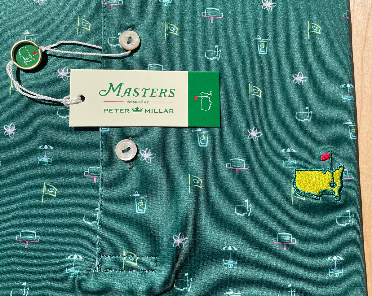 Masters Peter Millar Green Icons Print Men's Polo Shirt (Size: Extra L ...