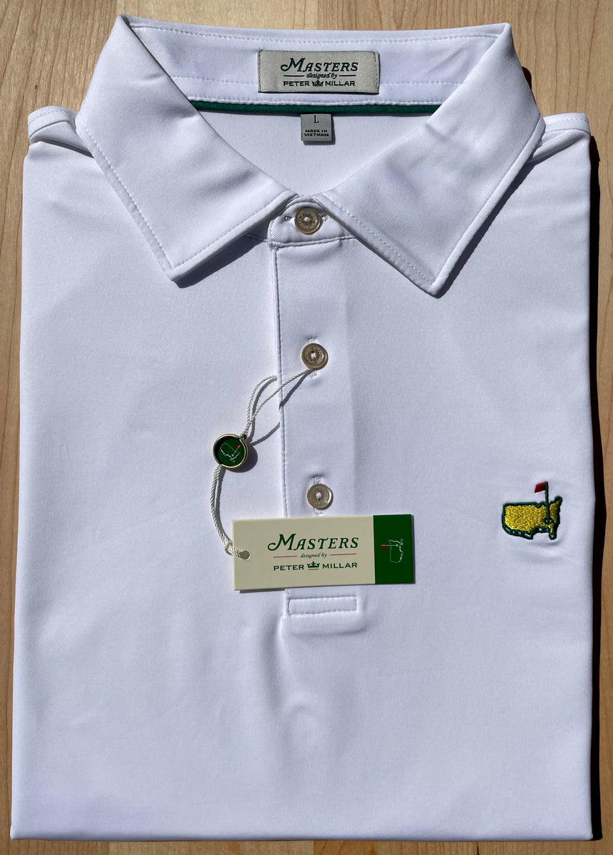 Masters Peter Millar White Solid Men's Polo Shirt (Size: Large ...